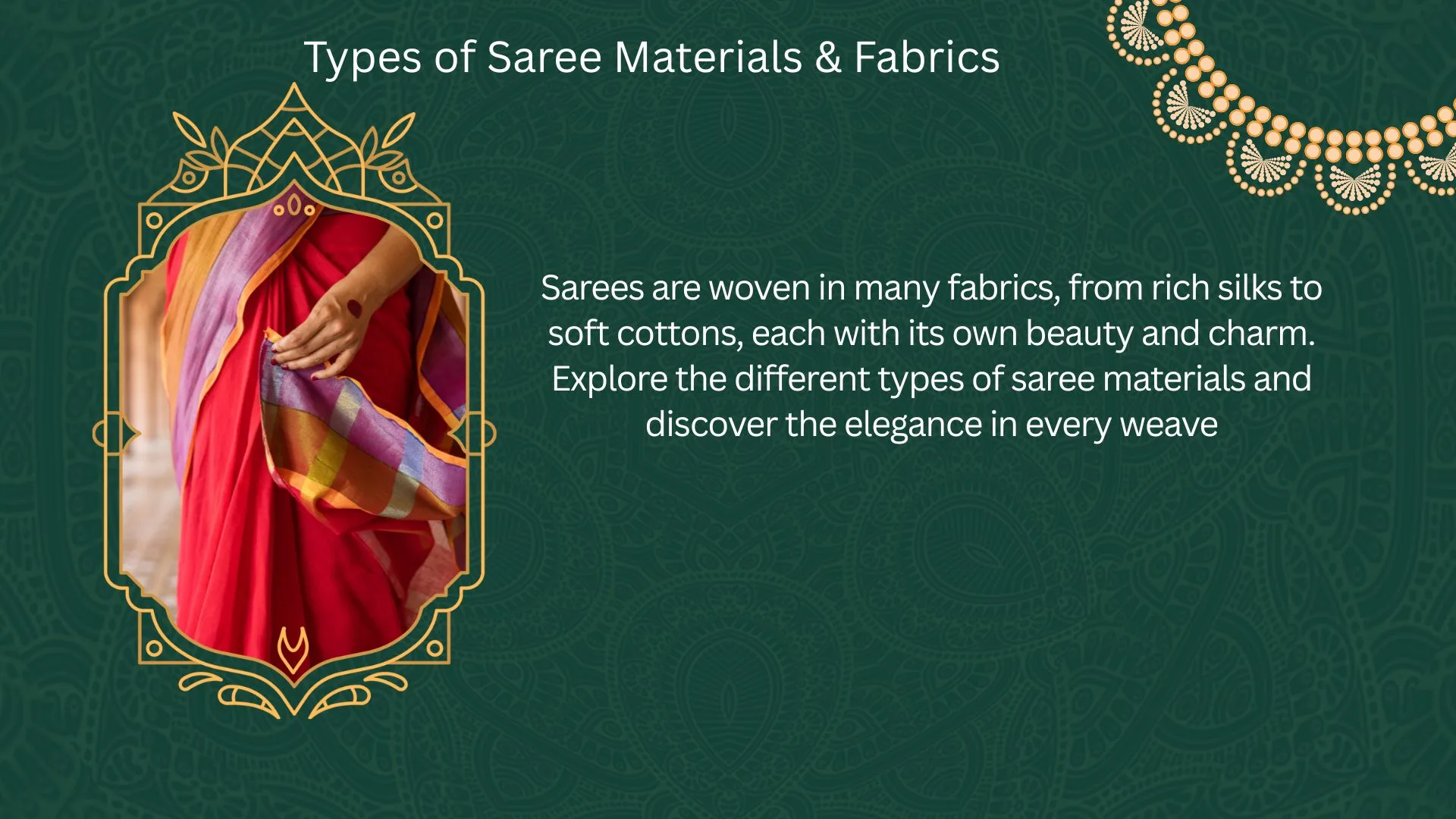 Types of Saree Material: The Beauty Behind the Fabric - Pep and Panache ...